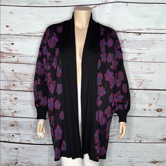 Modcloth | Sweaters | Modcloth Nwt Size Xl Black Purple Blue Floral ...